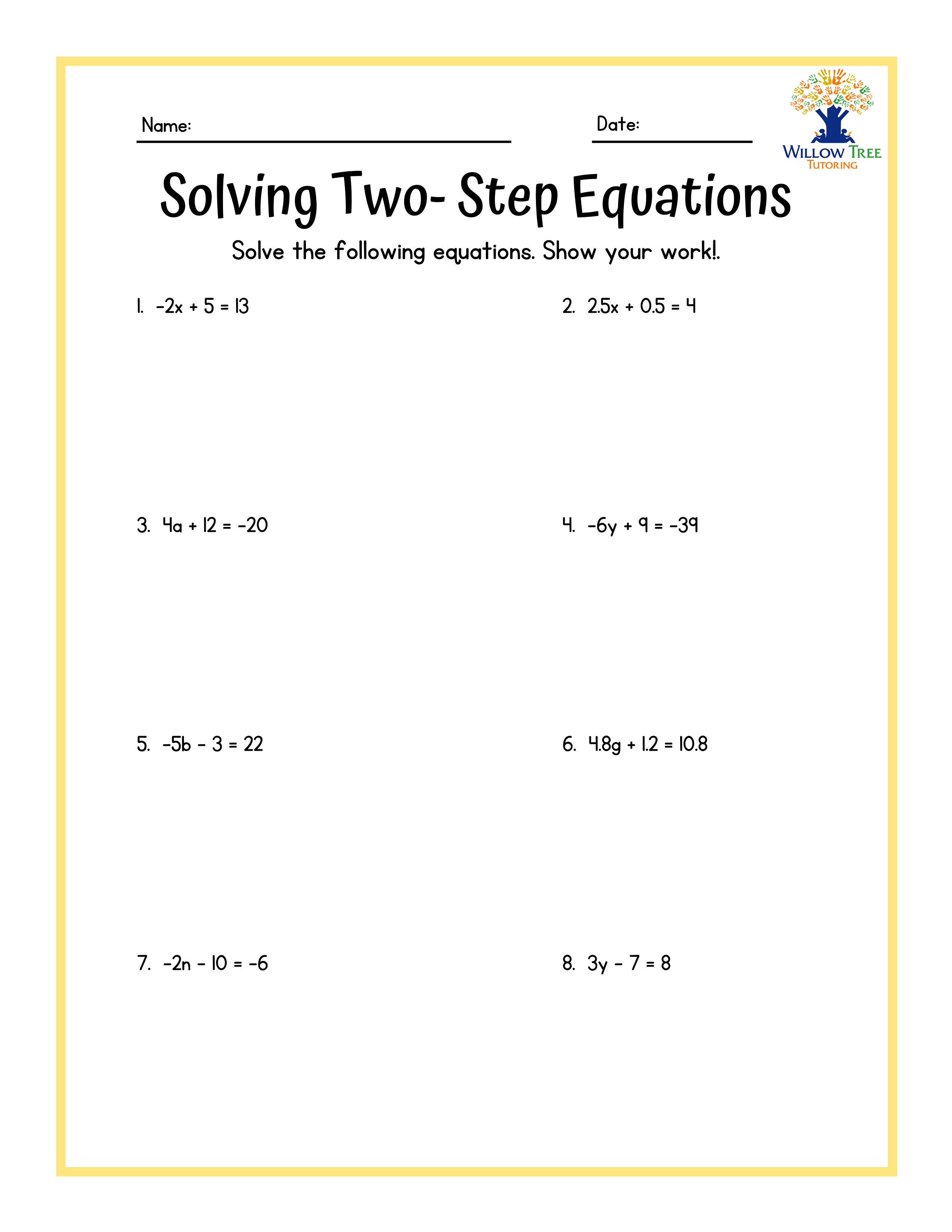 Colorful Solving Multi-step Equations Tiered Worksheets - Etsy
