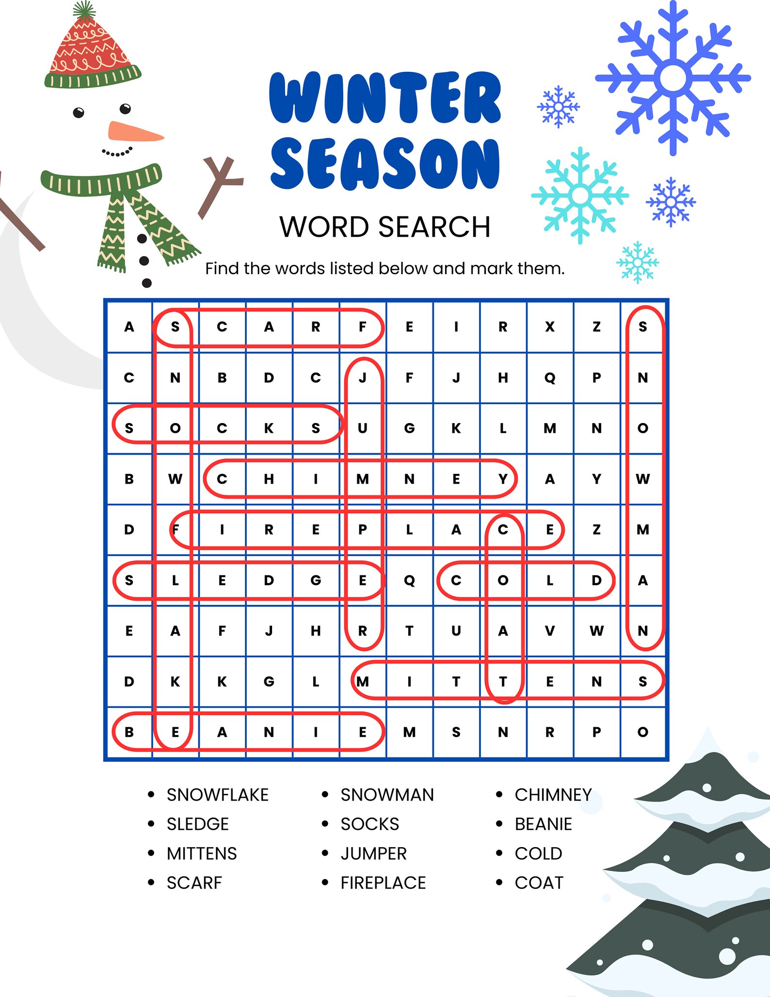 Winter Seasons Word Search Packet Easy - Etsy
