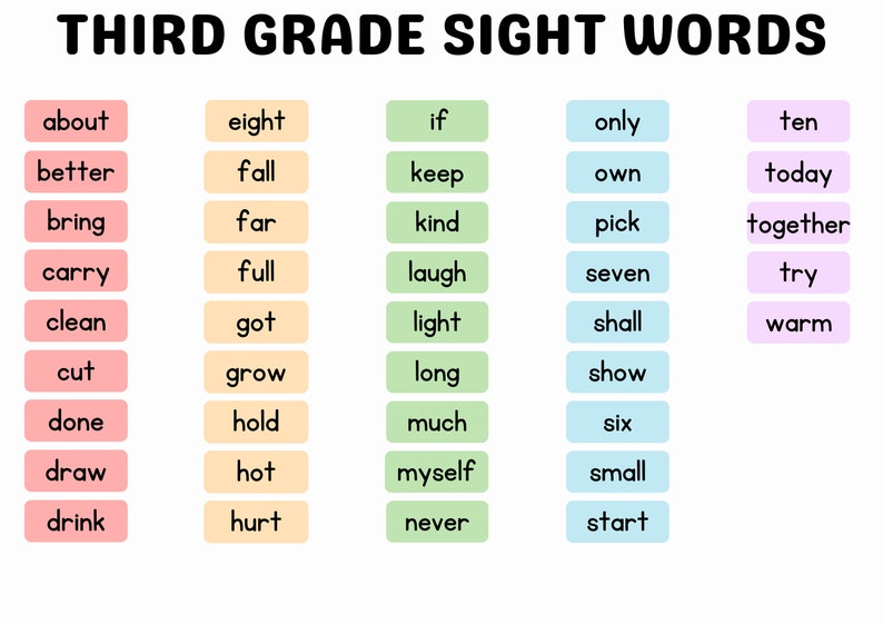 K-3 Rainbow Sight Words and First 500 Sight Words Pack - Etsy