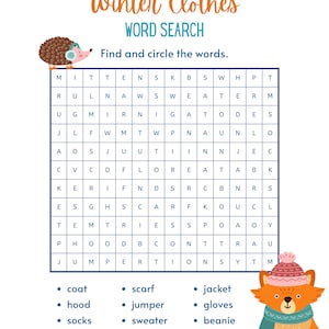Winter Seasons Word Search Packet Easy - Etsy