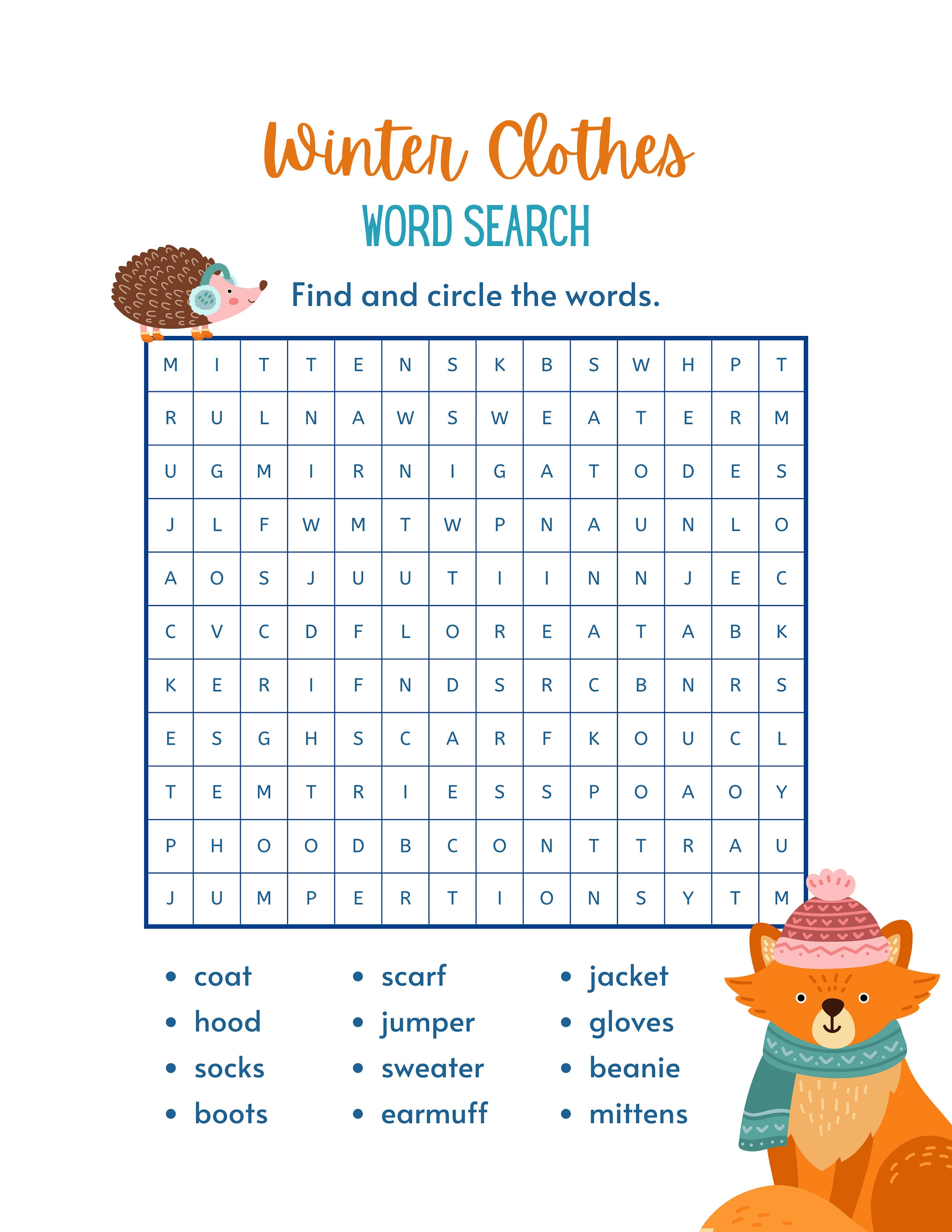 Winter Seasons Word Search Packet Easy - Etsy