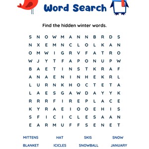 Winter Seasons Word Search Packet Easy - Etsy