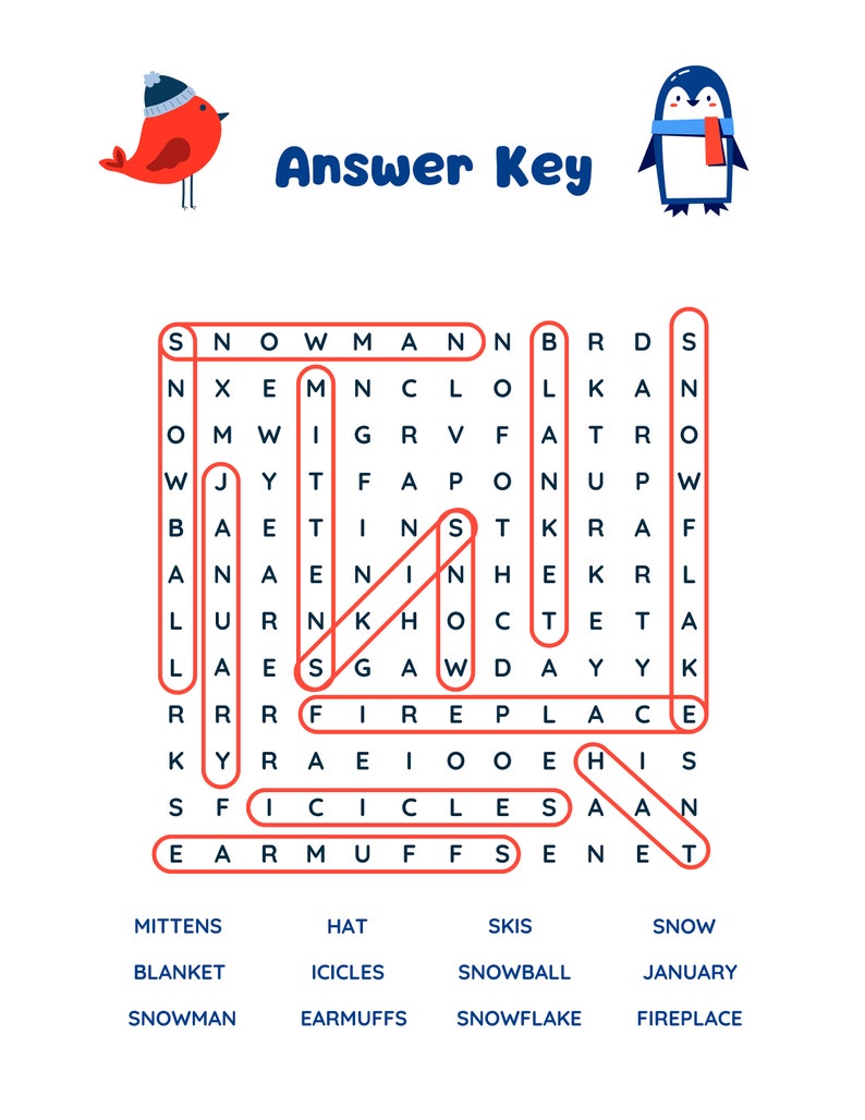 Winter Seasons Word Search Packet Easy - Etsy