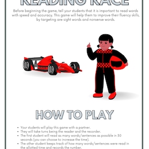Reading Race Activity 1 - Etsy