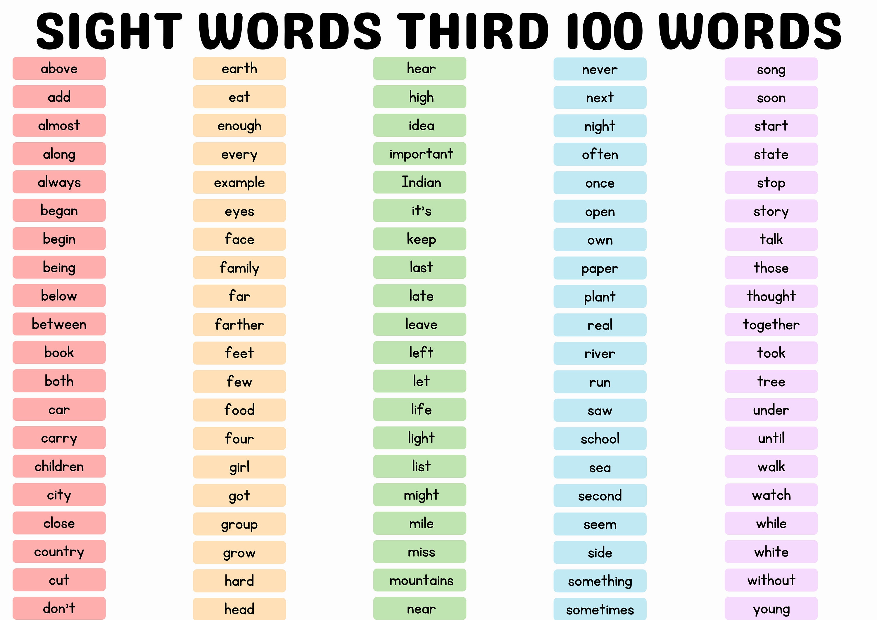 K-3 Rainbow Sight Words and First 500 Sight Words Pack - Etsy
