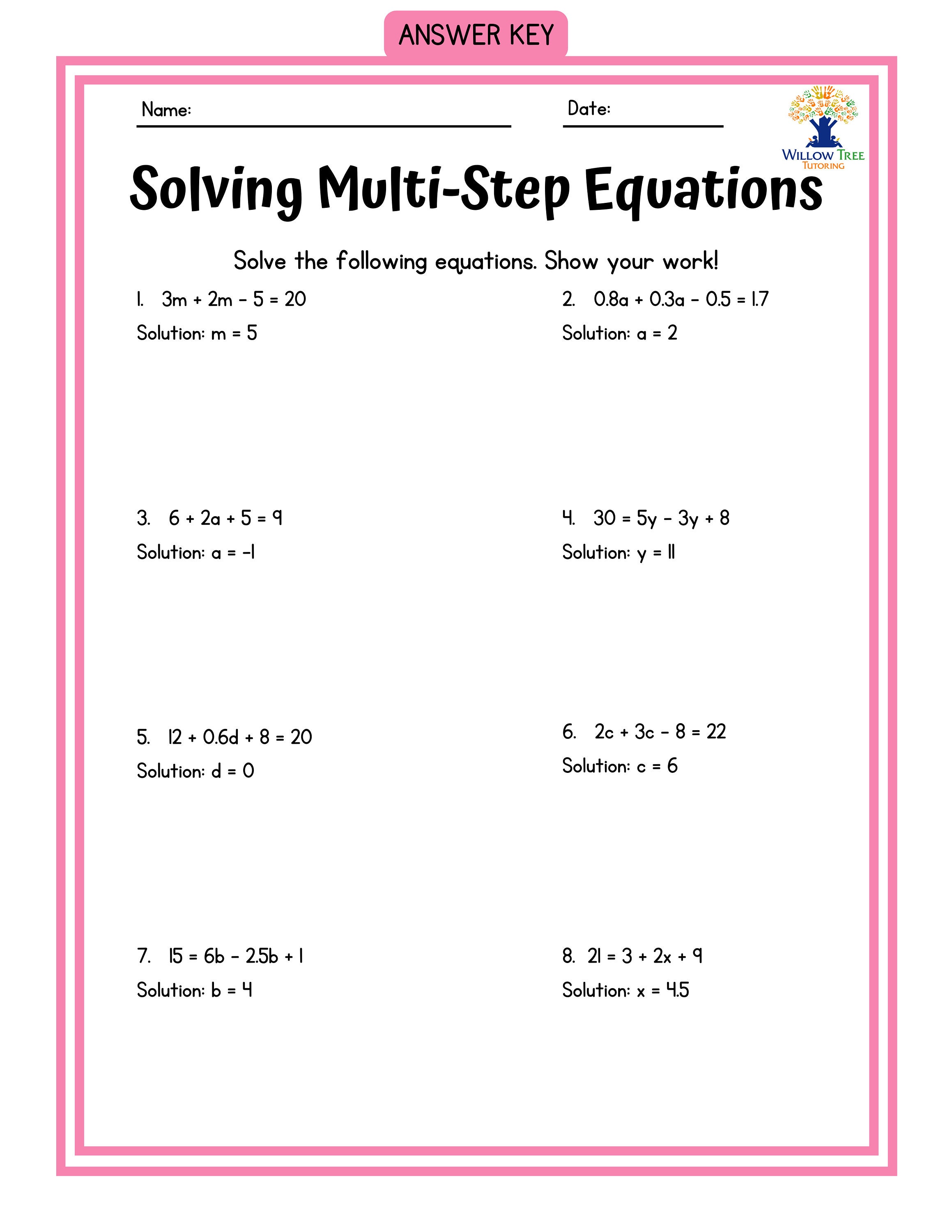 Colorful Solving Multi-step Equations Tiered Worksheets - Etsy Colorful Solving Multi-step Equations Tiered Worksheets - Etsy