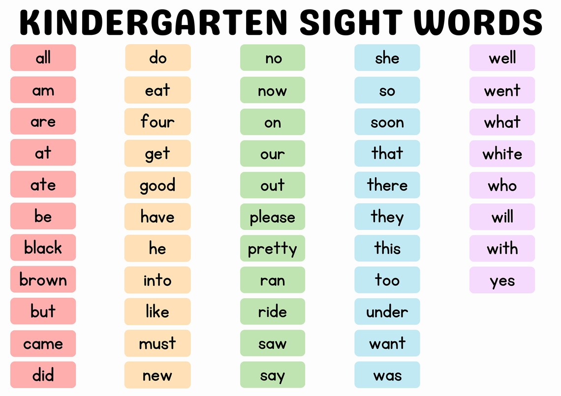 K-3 Rainbow Sight Words and First 500 Sight Words Pack - Etsy