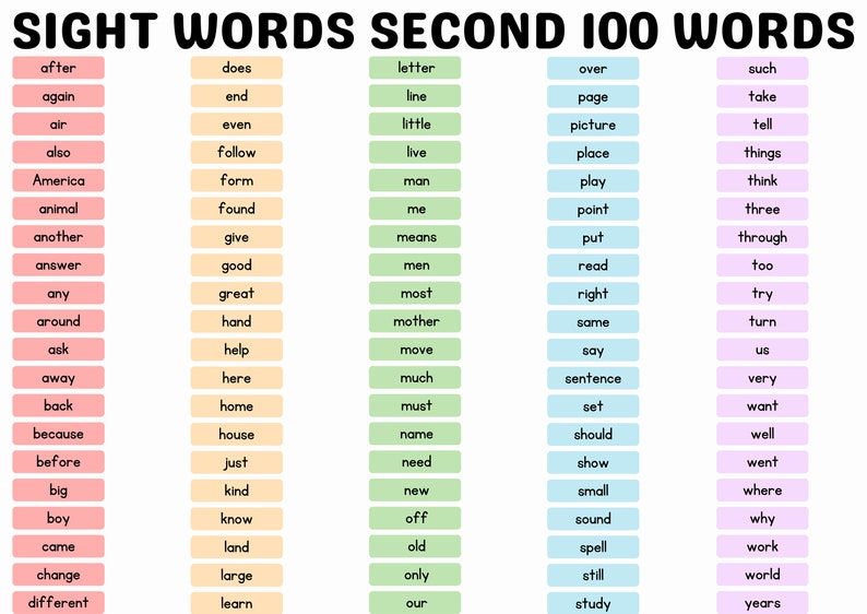 K-3 Rainbow Sight Words and First 500 Sight Words Pack - Etsy