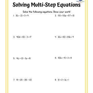 Colorful Solving Multi-step Equations Tiered Worksheets - Etsy