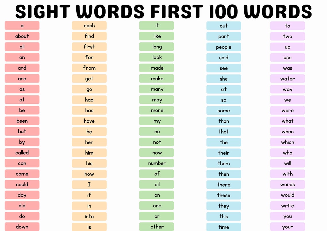 K-3 Rainbow Sight Words and First 500 Sight Words Pack - Etsy