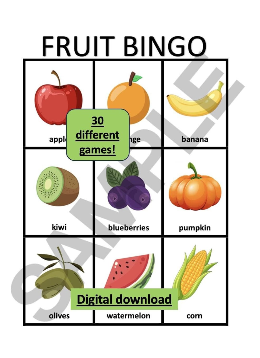 Fruit Bingo, Picture Bingo, Learning Activity, Aged Care Activity ...