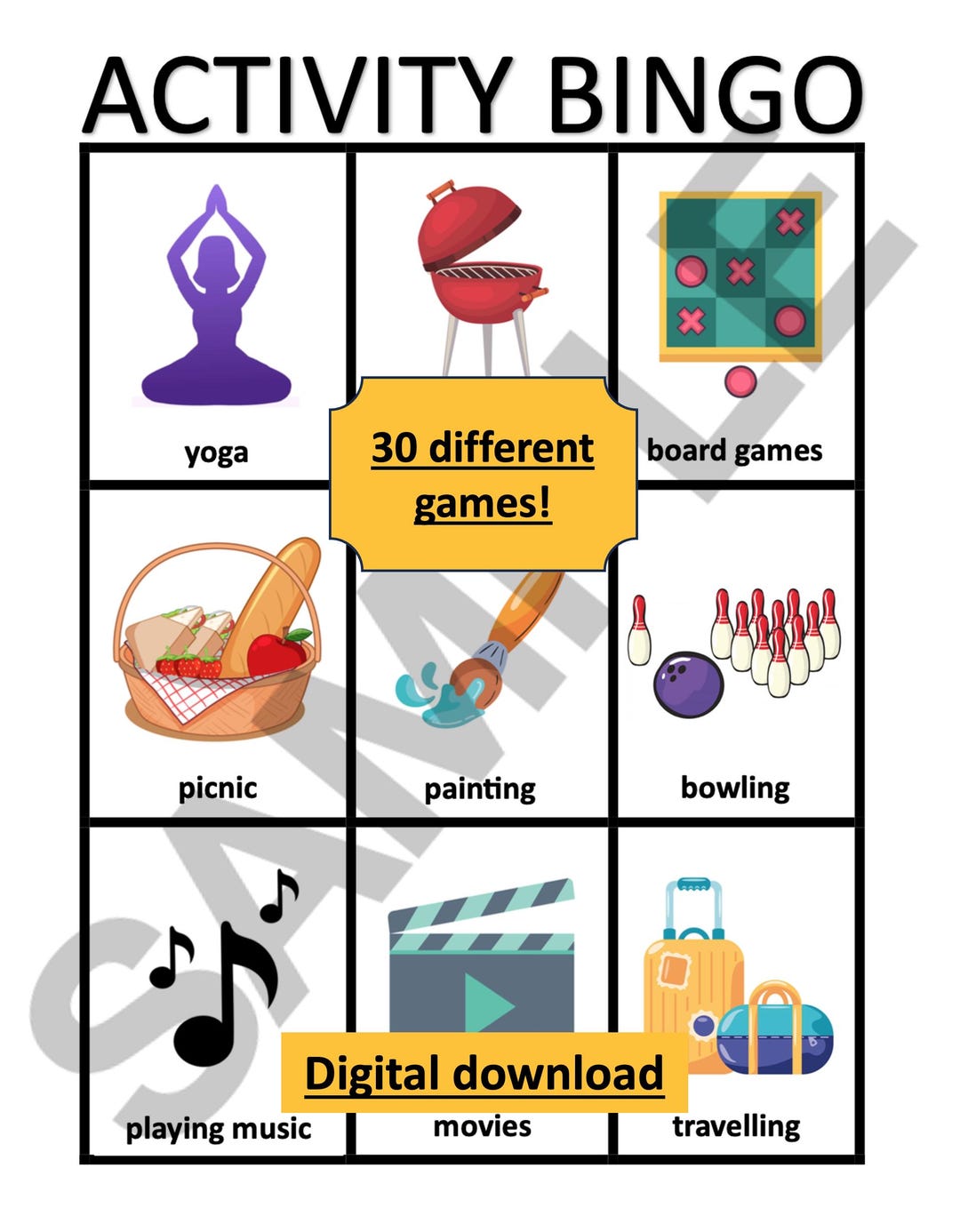 Activity Picture Bingo, 30 Games, Learning Activity, Aged Care Activity ...