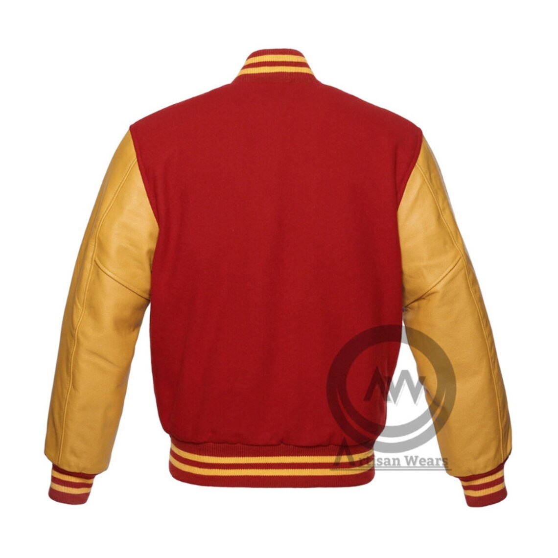 Varsity Letterman Baseball in Red Wool and Genuine Yellow Leather ...