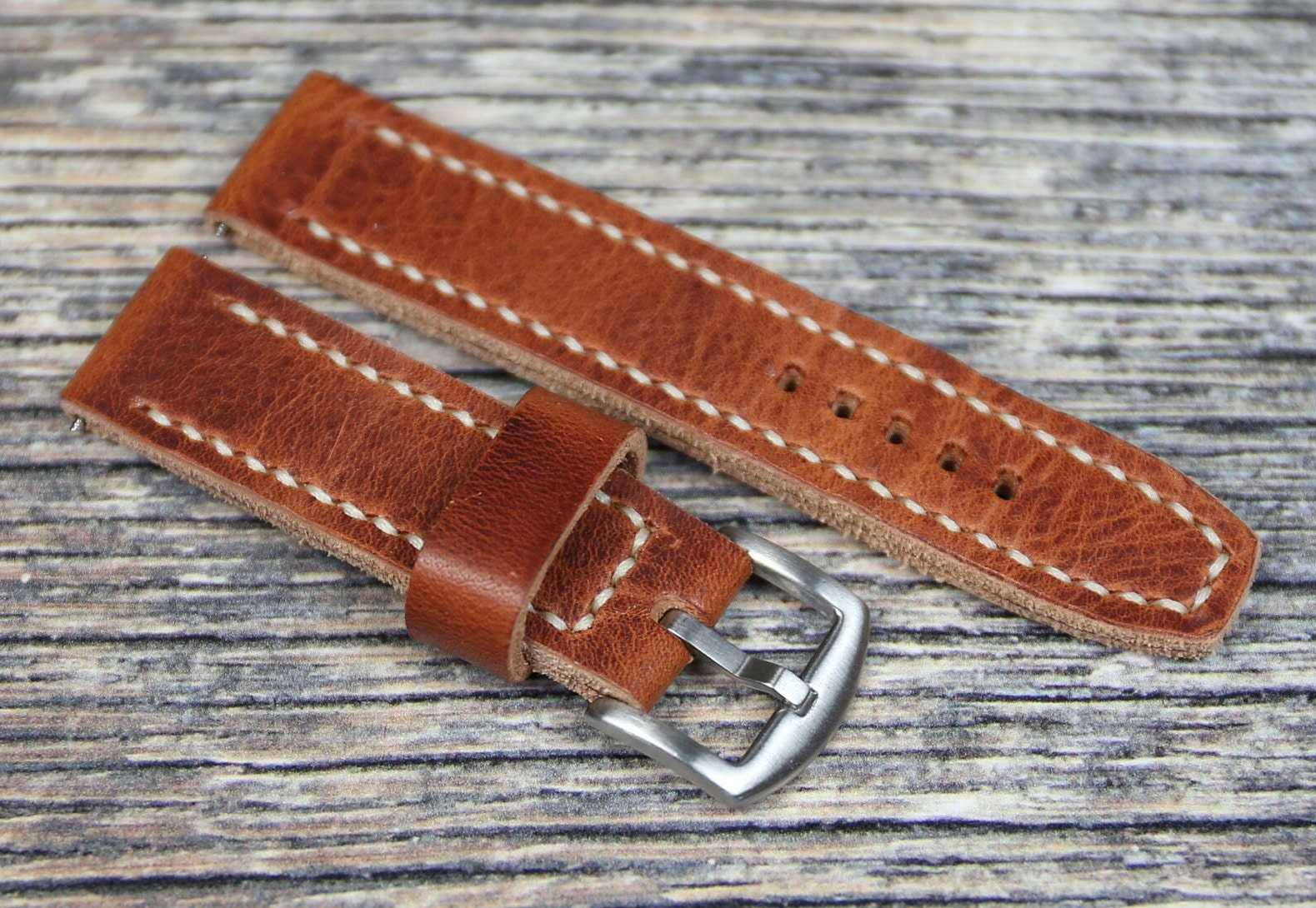 Horween Leather Watch Band 18mm 20mm 22mm 24mm 26mm, Brown Handmade ...