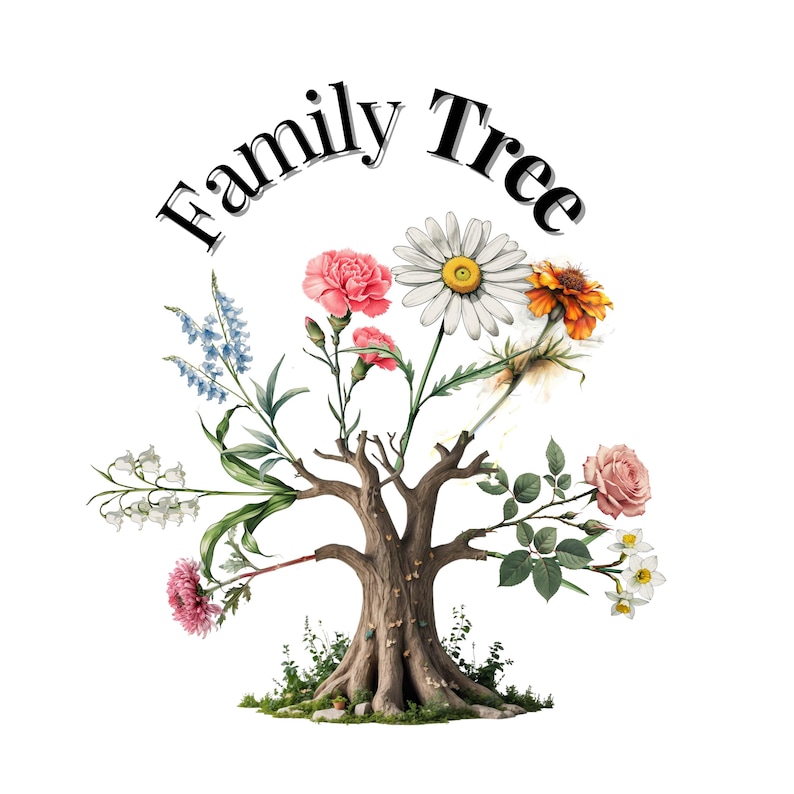 Personalized Birth Flower Family Tree Print: Custom Digital Wall Art ...