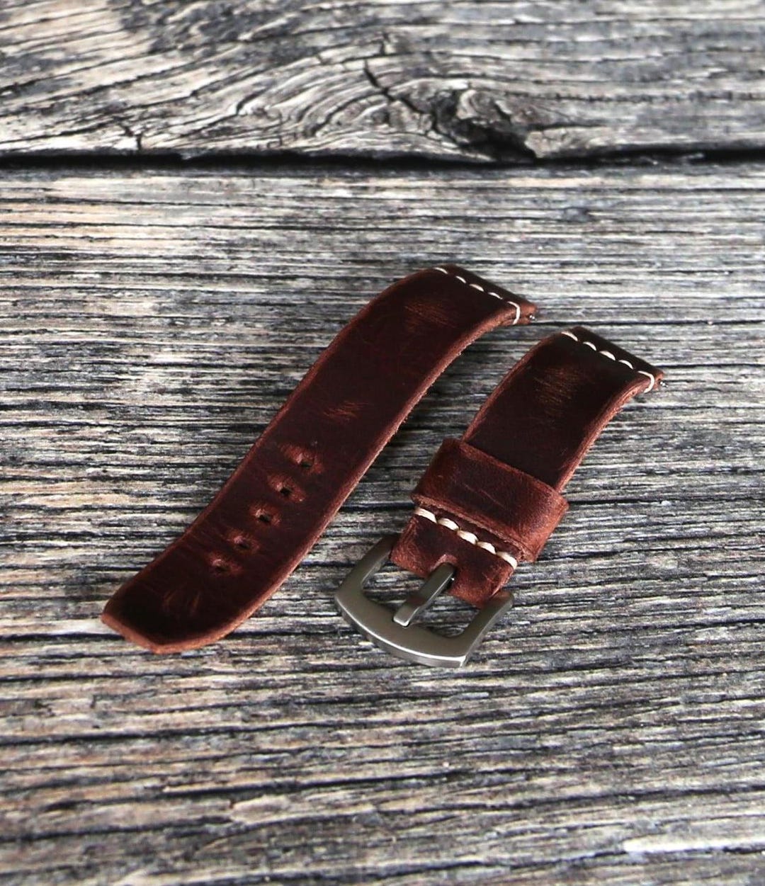 Distressed Dark Brown Leather Watch Strap 18mm 20mm 22mm 24mm Full ...