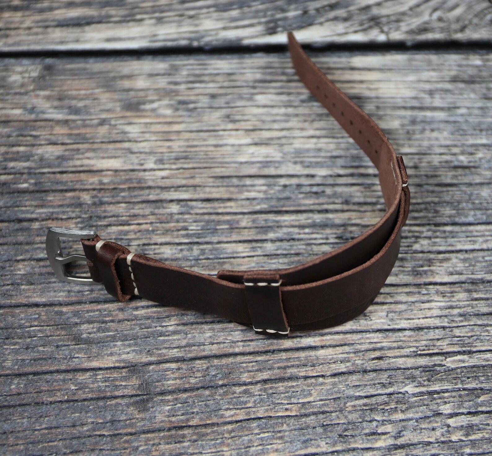 Dark Brown Leather Watch Strap 18mm 20mm 22mm 24mm 26mm Aviator ...
