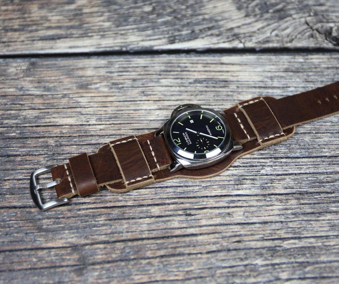 Horween Leather Watch Strap 18mm 20mm 22mm 24mm 26mm Dark Brown ...