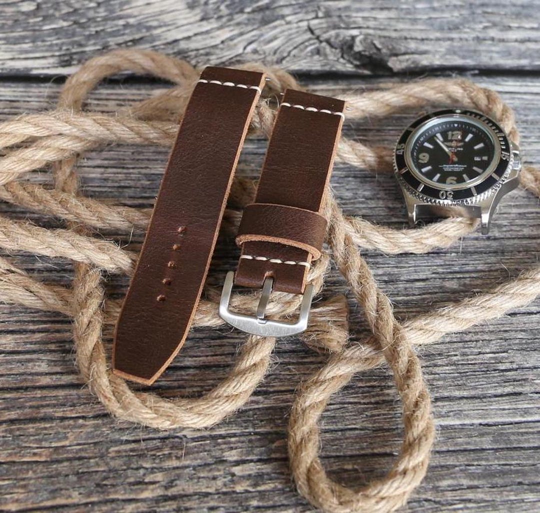 Horween Leather Two-piece Strap - 18mm, 20mm, 22mm, 24mm - Handmade ...
