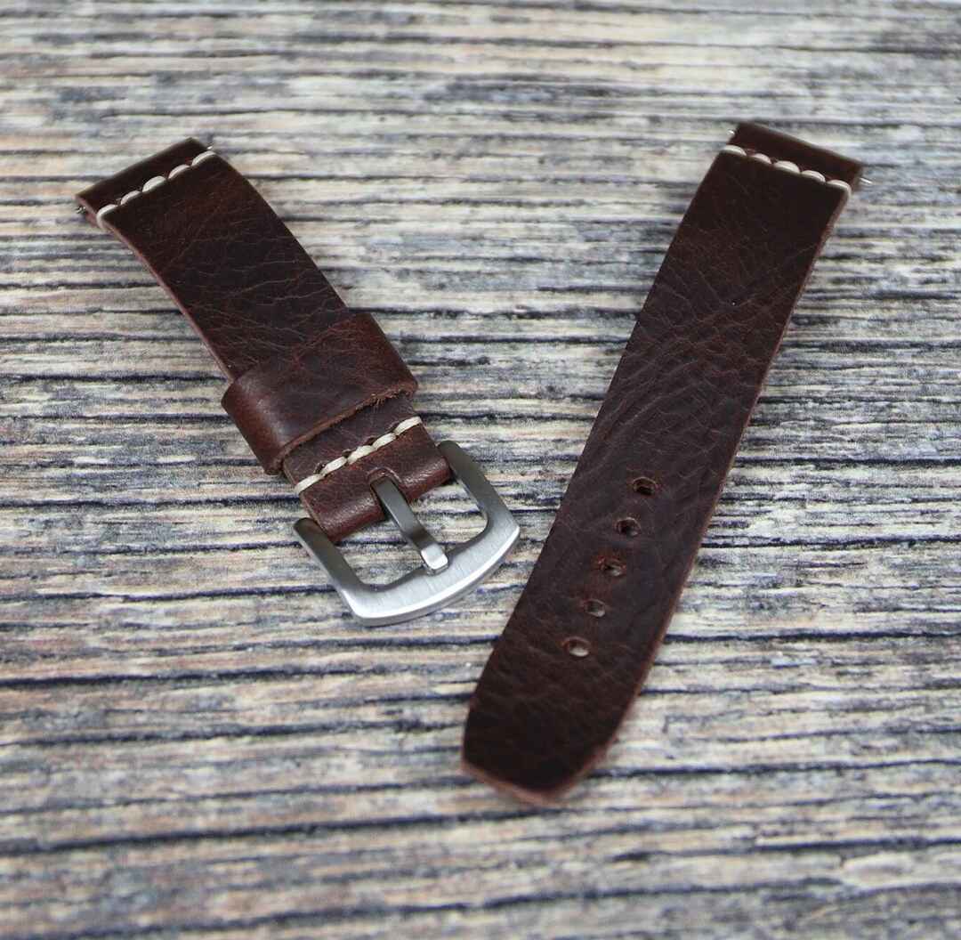 Dark Brown Leather Watch Strap: Full Grain Handmade Band - Etsy