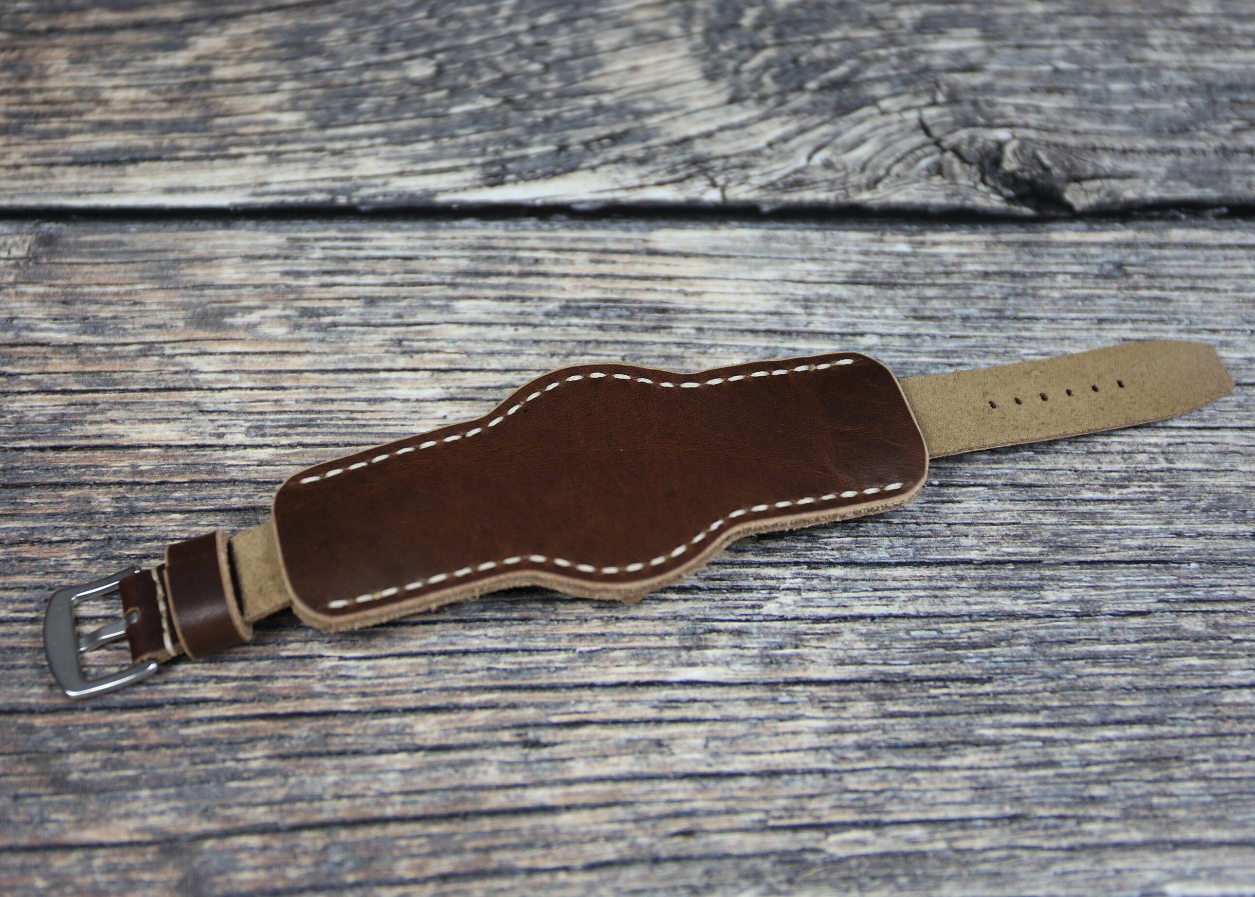 Automatic Watch Steampunk Style, Brown Horween Leather Watch Strap With ...