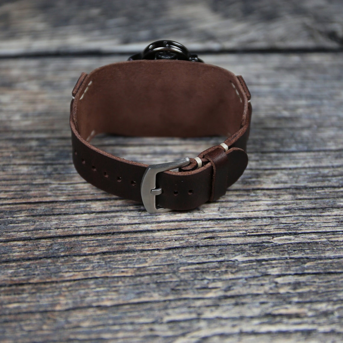 Dark Brown Leather Watch Strap 18mm 20mm 22mm 24mm 26mm Aviator ...