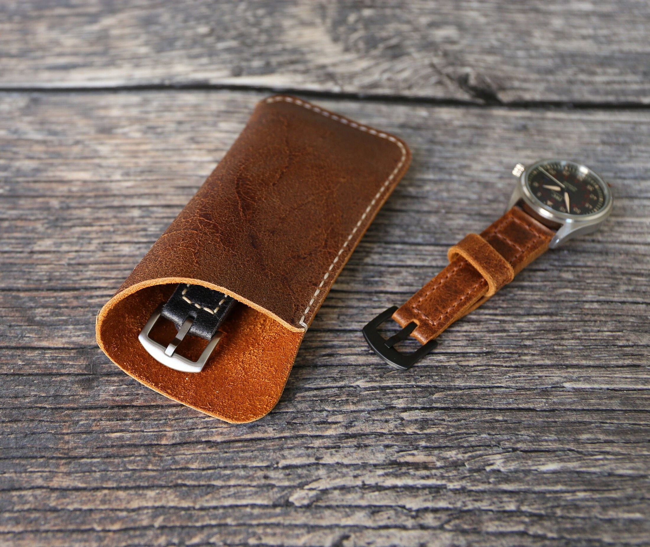 Leather Watch Case, Watch Protector, Single Watch Pouch, Travel ...