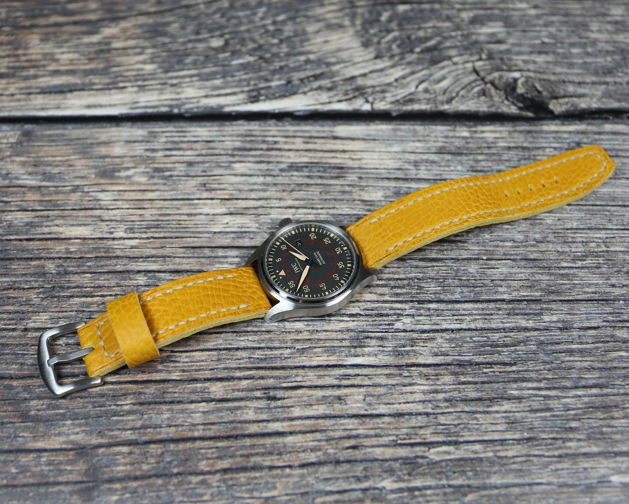 Handmade Yellow Leather Watch Strap: Italian Veg-tanned Band - Etsy