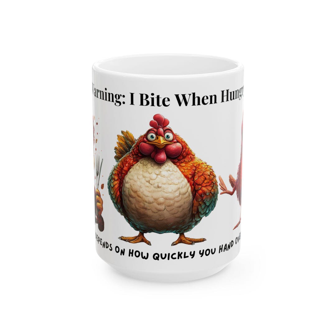 Funny Snack-themed Ceramic Mug, Personalized Cute, I Bite When Hungry ...