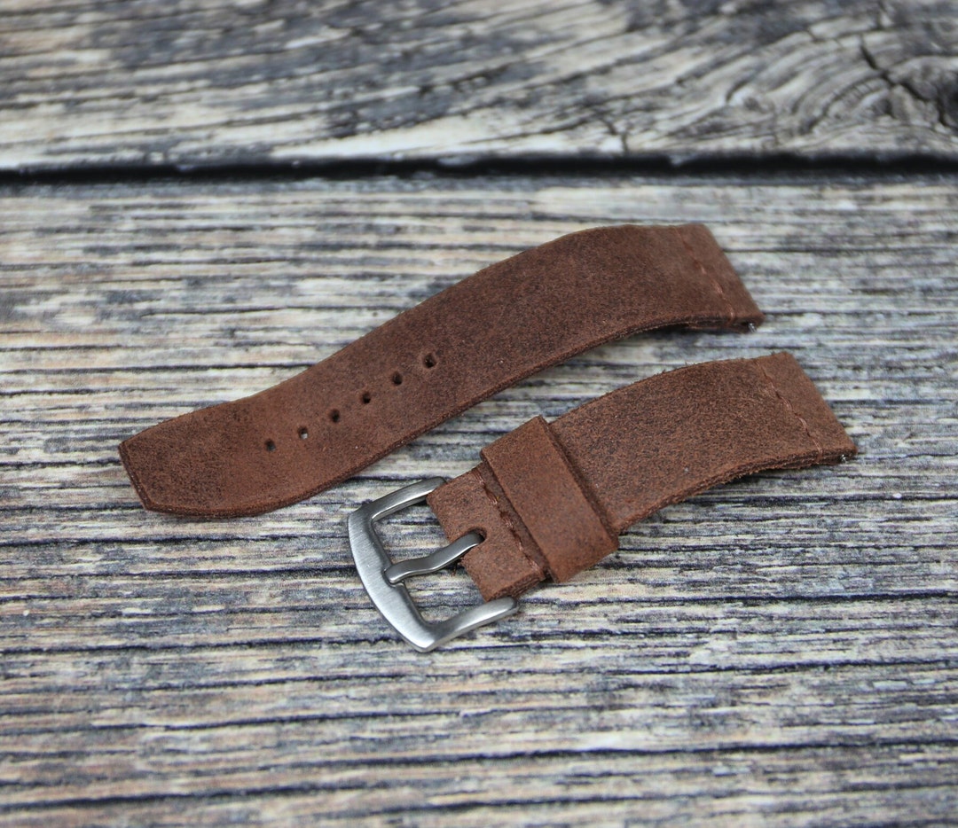Soft Leather Watch Band 18mm 20mm 22mm 24mm 26mm Brown Handmade Leather ...