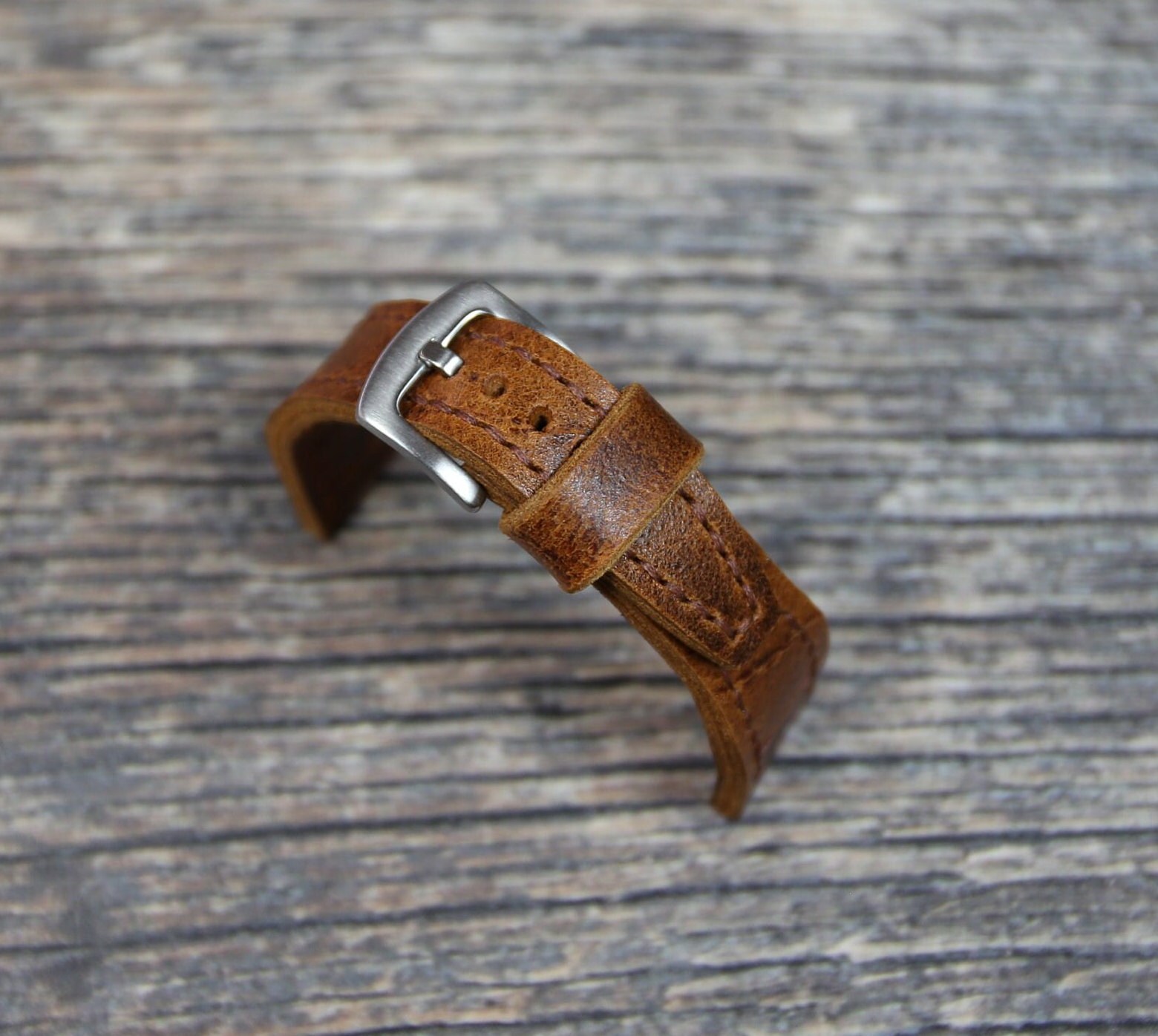 Brown Leather Watch Strap 22x18mm Pilot Style Leather Wrist Watch Band ...