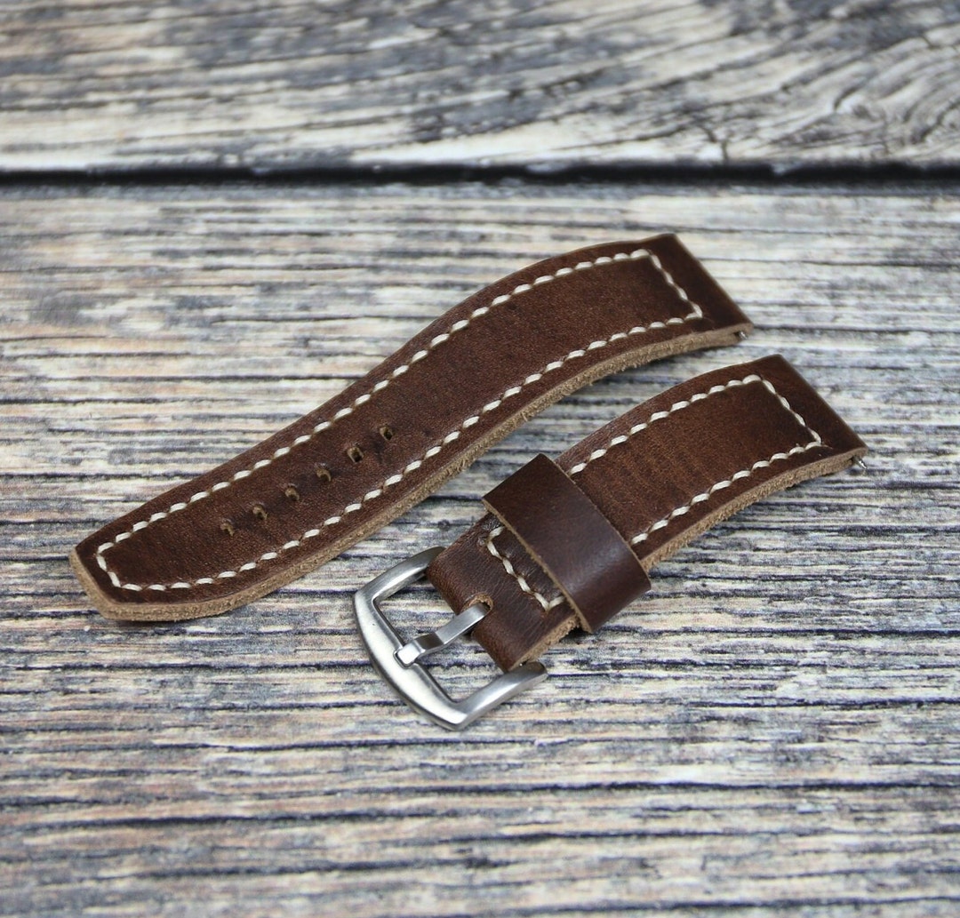 Horween Derby Leather Watch Band, Dark Brown Wrist Strap 18mm 20mm 22mm ...