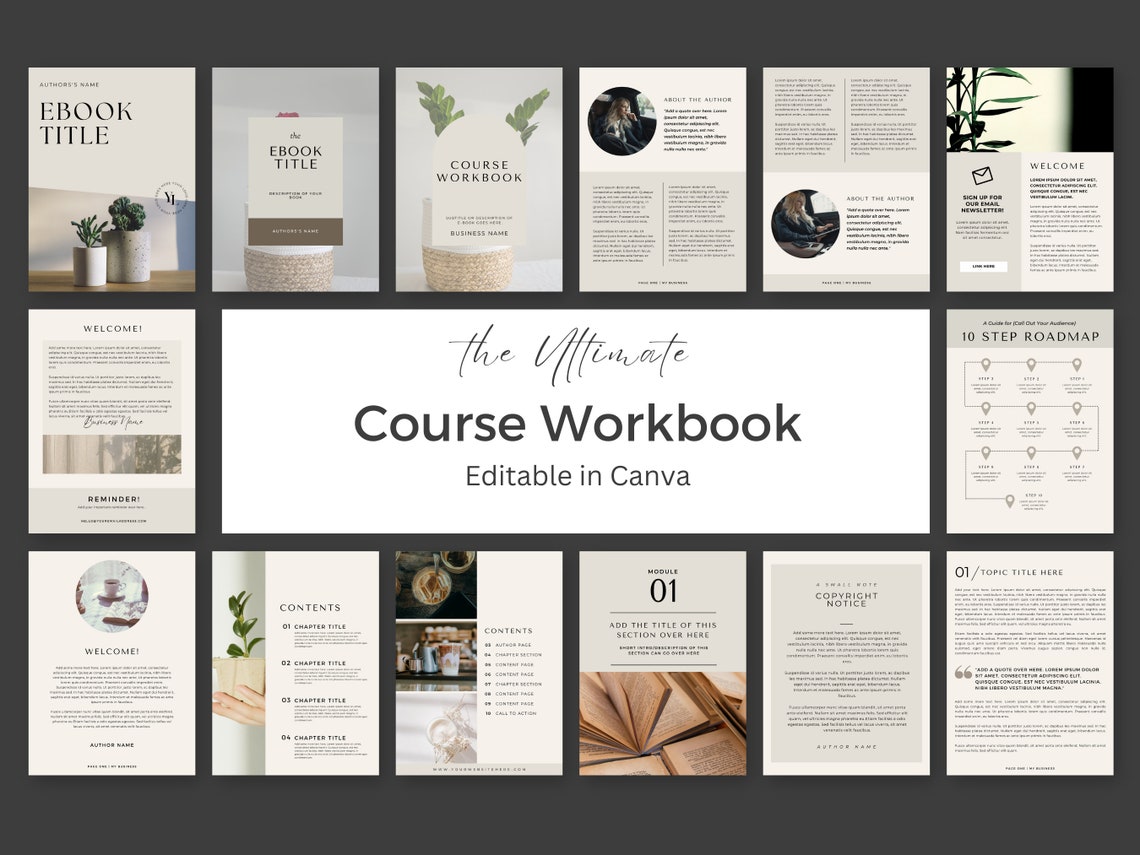 Course Workbook Template for Canva, Canva E-book Template, Workbook for Course, Ecourse Workbook ...
