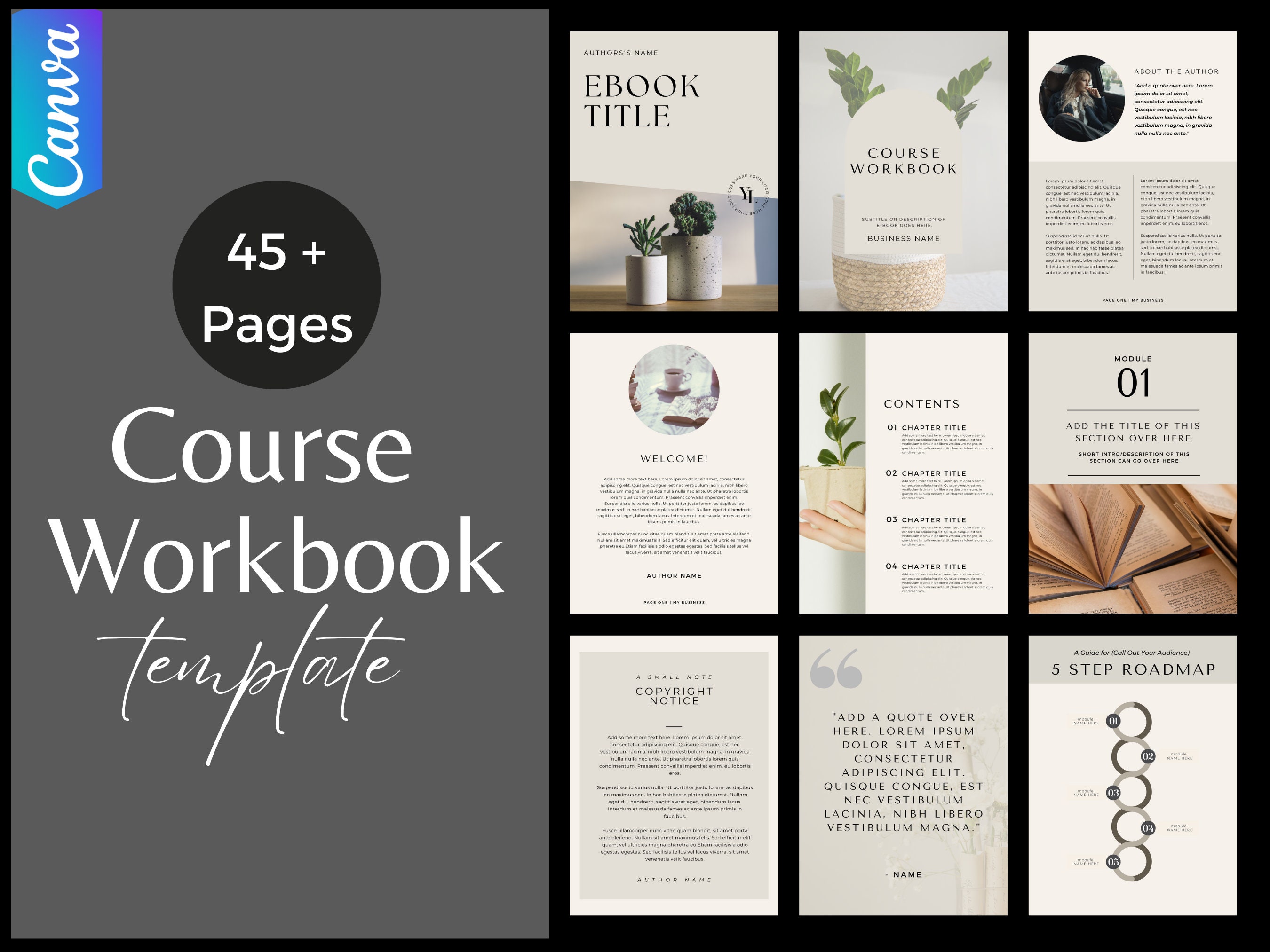 Course Workbook Template for Canva, Canva E-book Template, Workbook for ...