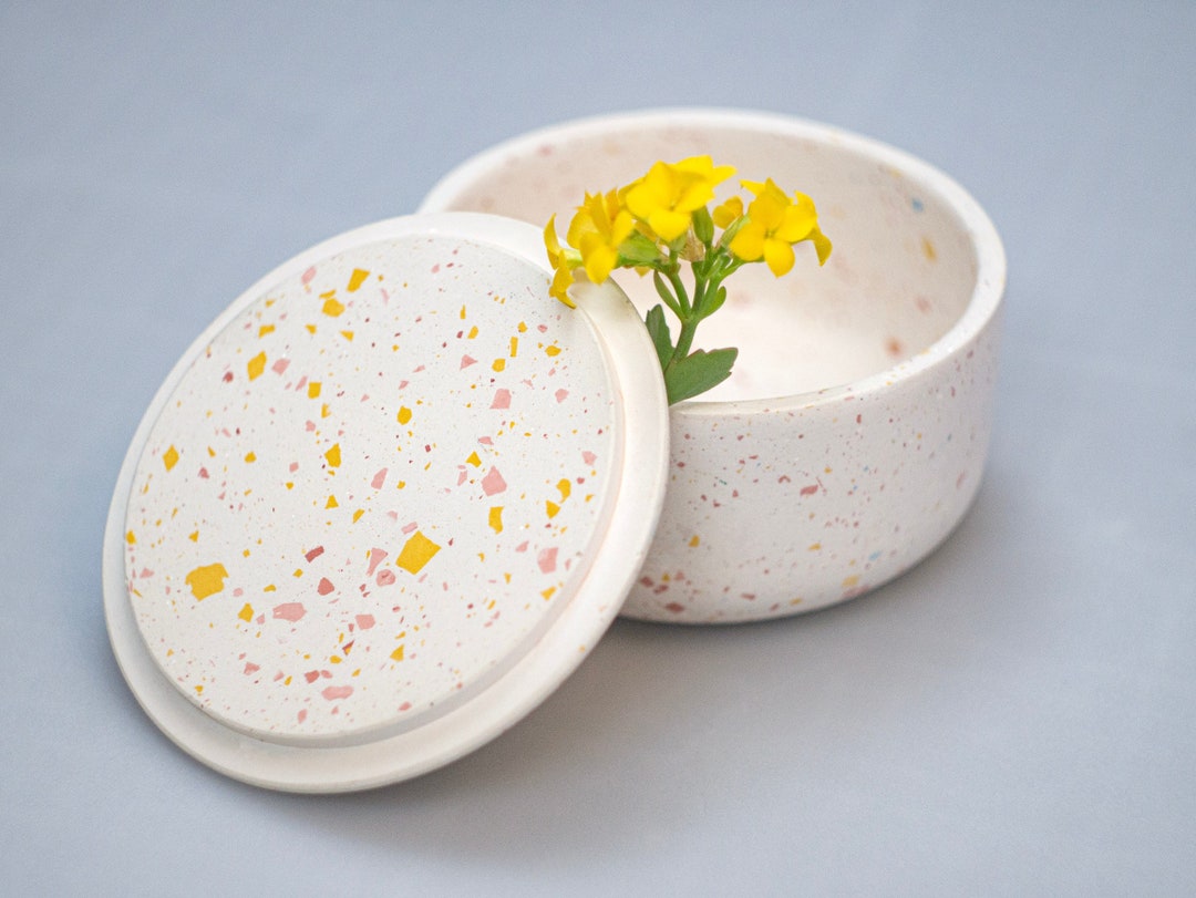 Gypsum Cup, Jewerly Box, Handmade Round Plaster Box With Colorful ...