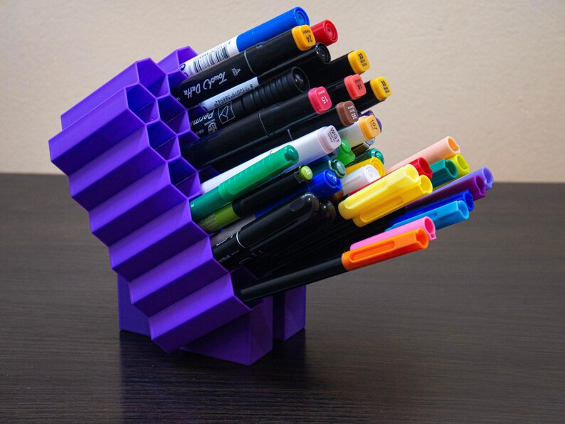 Honeycomb Marker & Pencil Stand – Stylish Desk Organizer in Purple - Etsy
