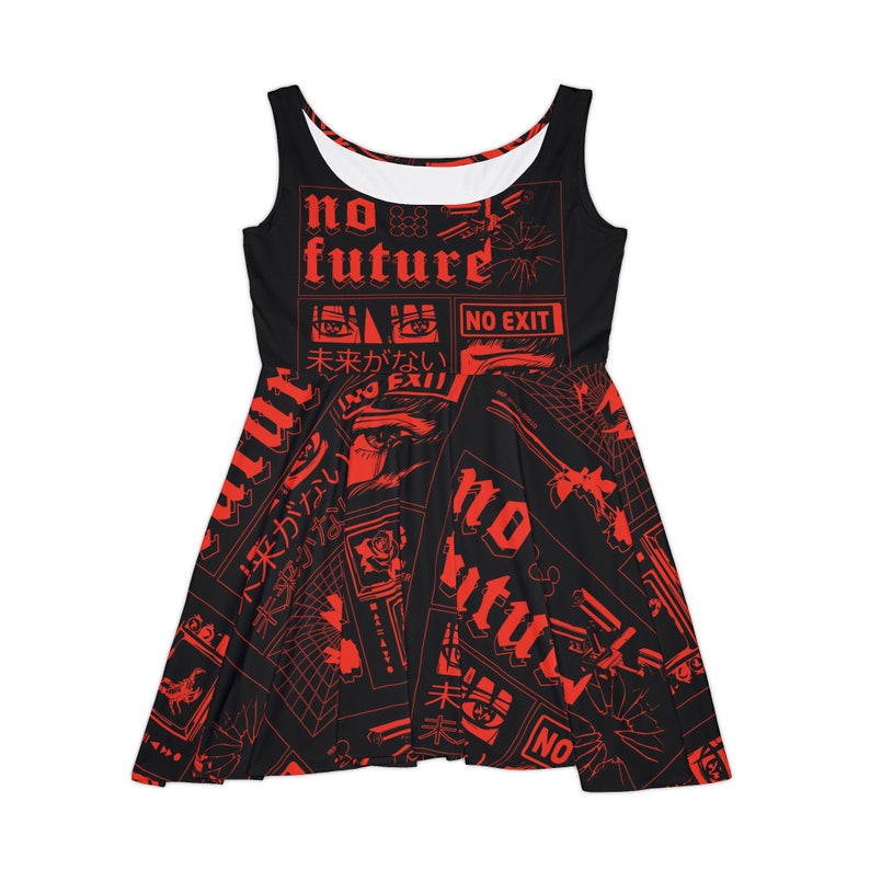 Anime Statement Skater Dress Japanese Sundress Party Wear Womens Short ...