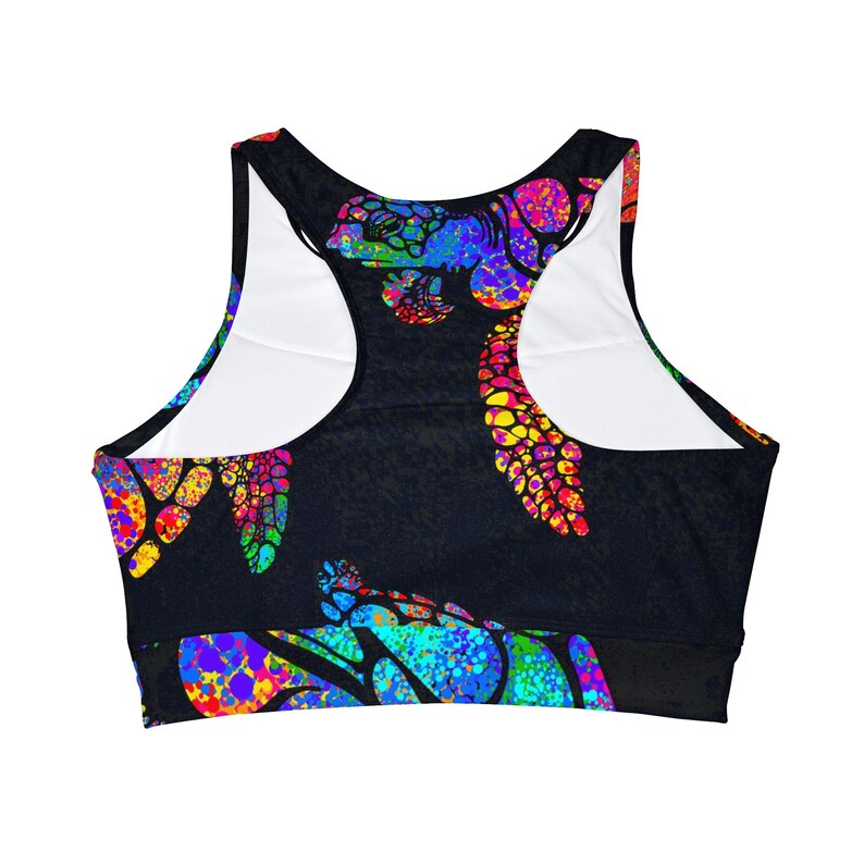 Retro Teen Bikini Top Rainbow Sea Turtle Halter Top Aesthetic Athletic ...