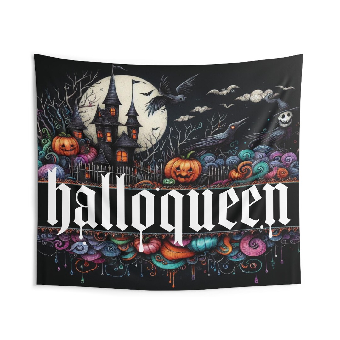 Spooky Grounds Haunted House Wall Tapestry Indoor Halloqueen Home Decor ...