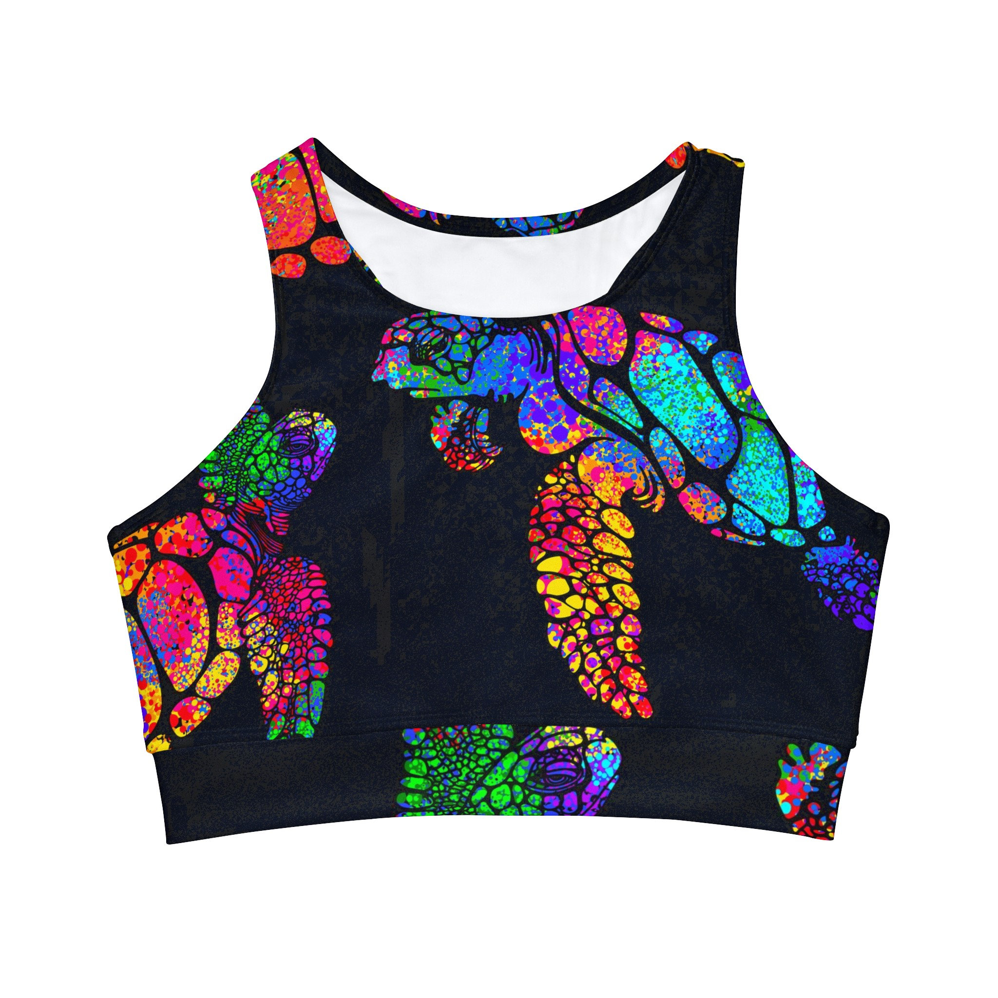 Retro Teen Bikini Top Rainbow Sea Turtle Halter Top Aesthetic Athletic ...