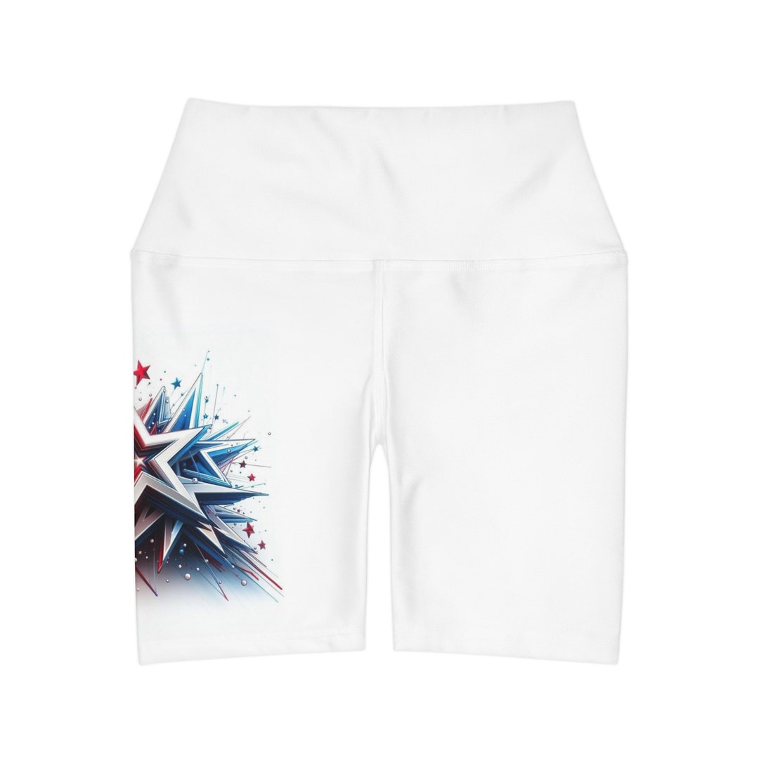 Red White Blue Star Shorts Independence Day High Waisted Yoga Shorts ...