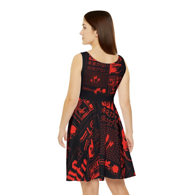 Anime Statement Skater Dress Japanese Sundress Party Wear Womens Short ...
