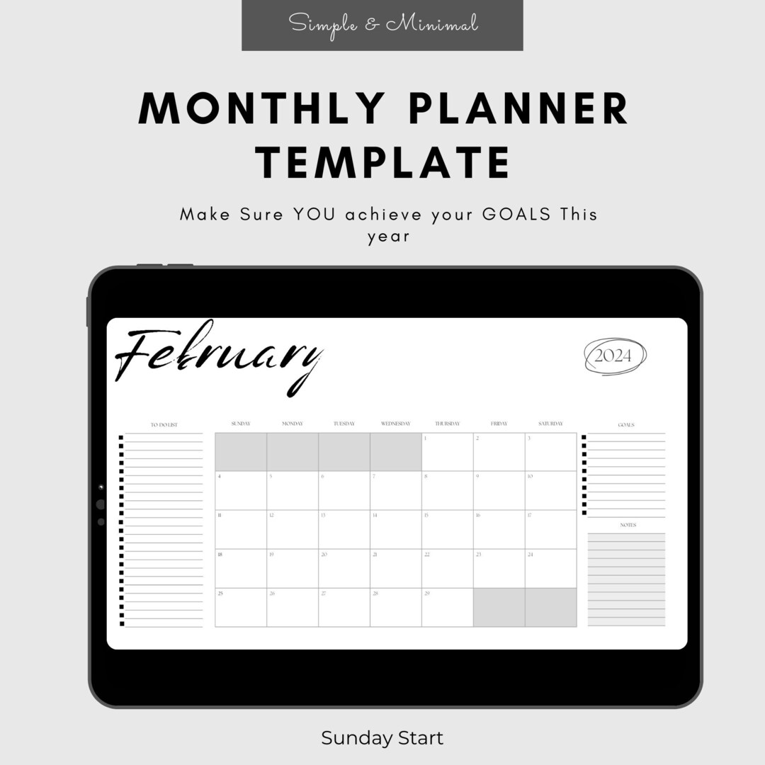 Monthly Planner, Monthly Planner Goodnotes Template, Monthly Planner ...