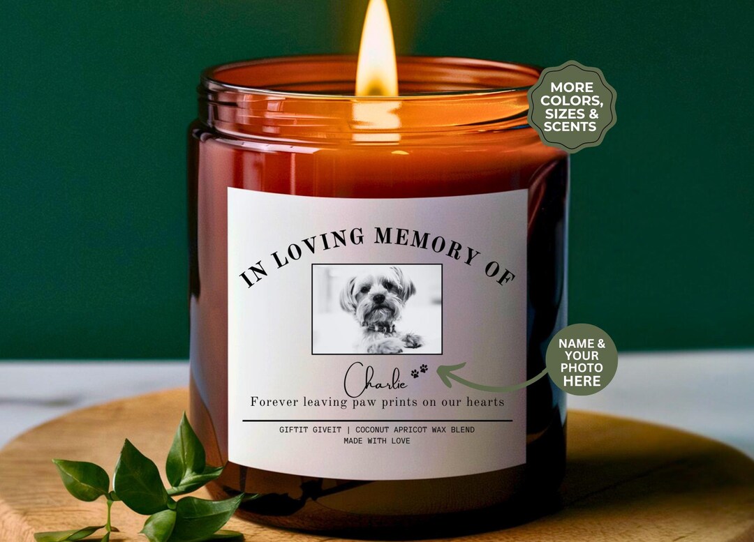 Pet Memorial Candle, Dog & Cat Memorial Gift, Sympathy Bereavement ...