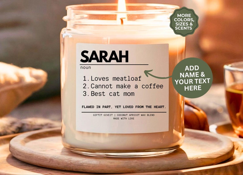 Name Definition Candle, Custom Funny Birthday Gift, Christmas Best ...