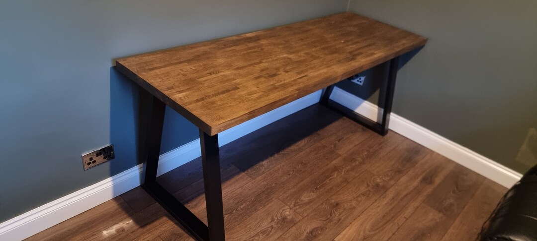 Real Oak Desk up to 2M for Home Office / Gaming Desk / Steel Trapezium ...