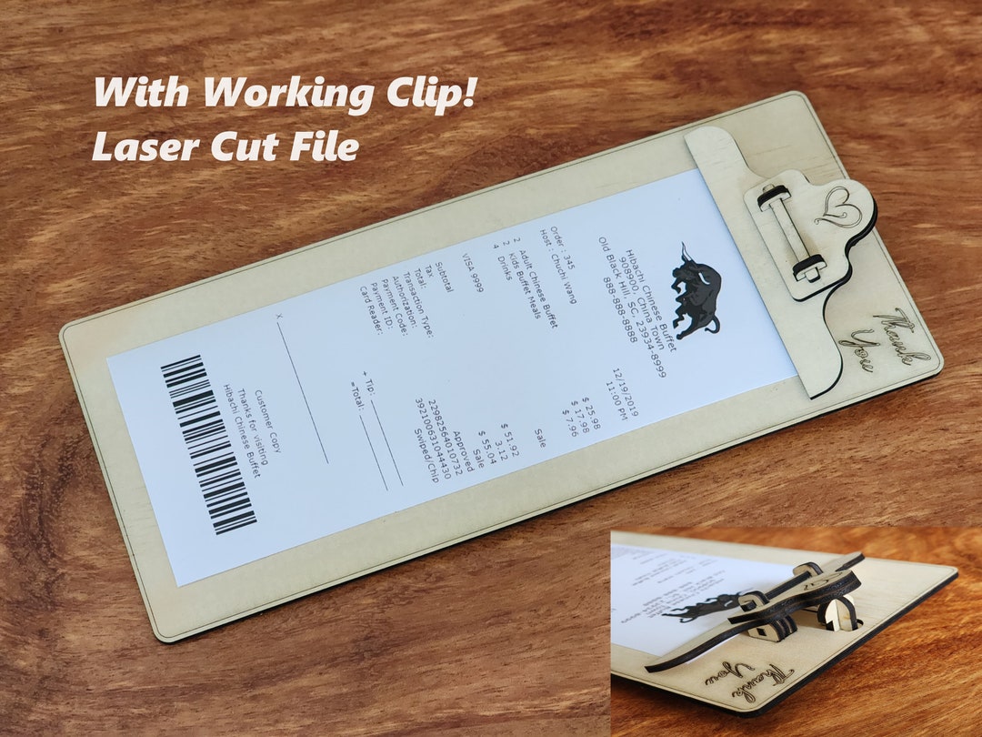 CHECK/BILL PRESENTER Clipboard Laser File With Working Clip! - 6 X ...