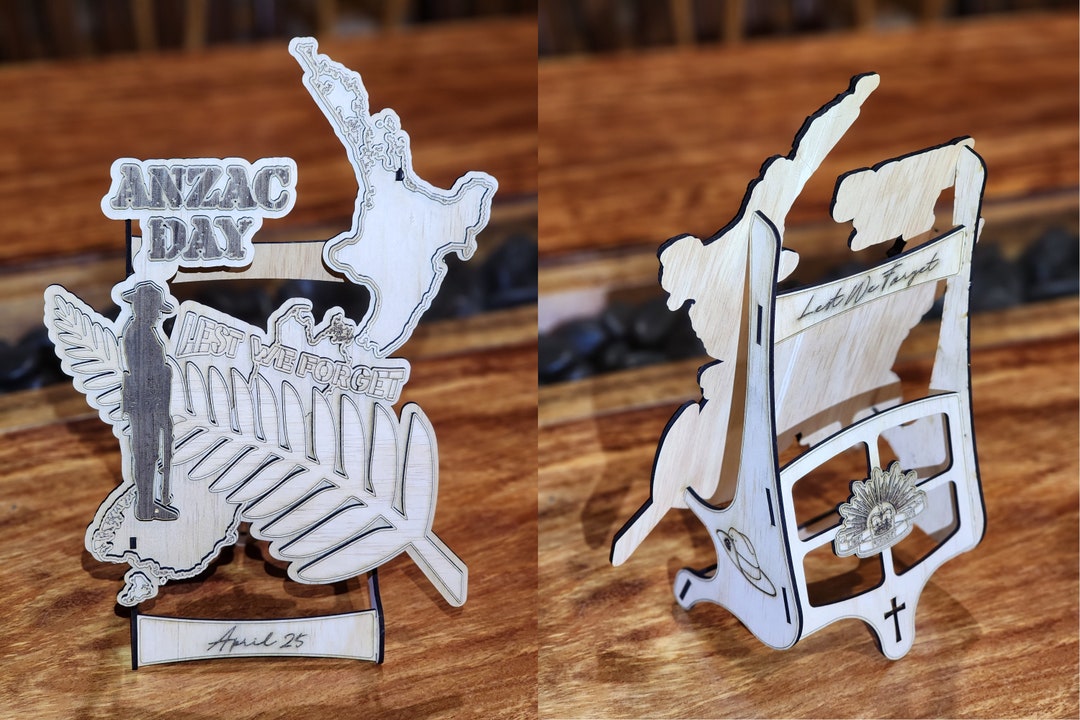 ANZAC Day (NZ) REMEMBRANCE With Built-in Stand! Laser Cut File, Lest We ...