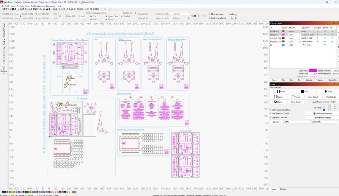 KITCHEN CONVERSION CHART With Bonus Recipe System Laser Cut File Built ...
