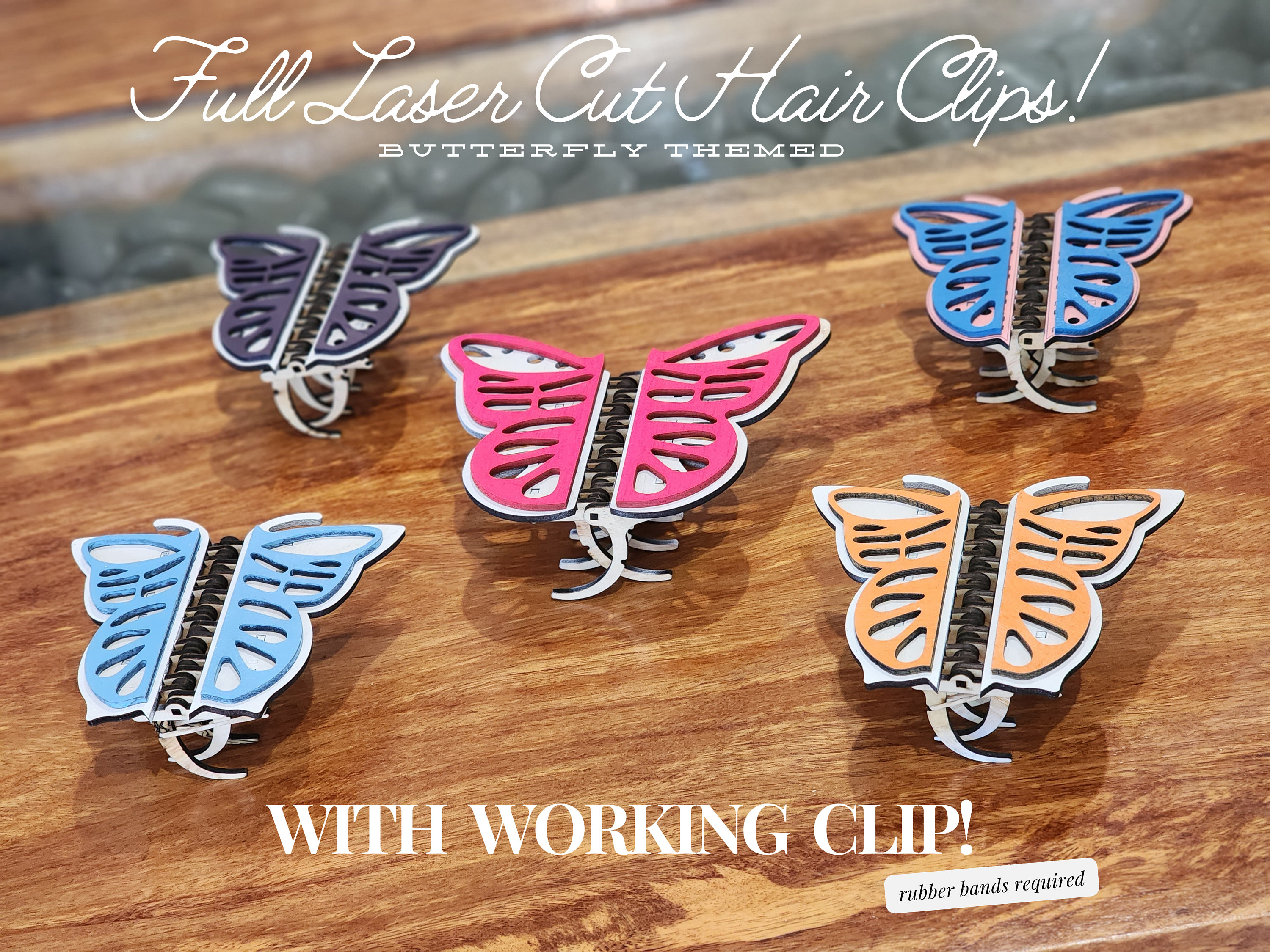 Laser Cut WORKING HAIR CLIP 2 X Sizes Actual Working Hair Claw Clips ...